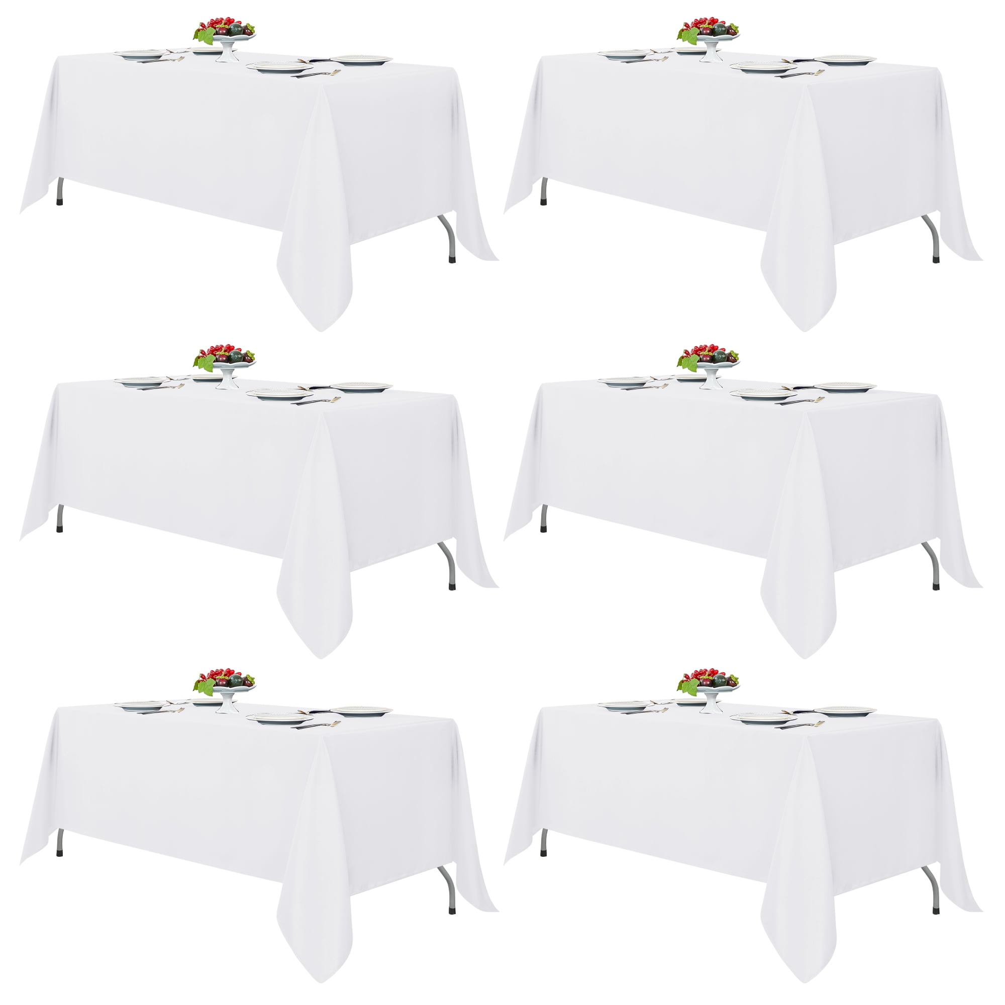 LUSHVIDA 6Pk Long Rectangular Stain Resistant Tablecloths, 60x84in ...