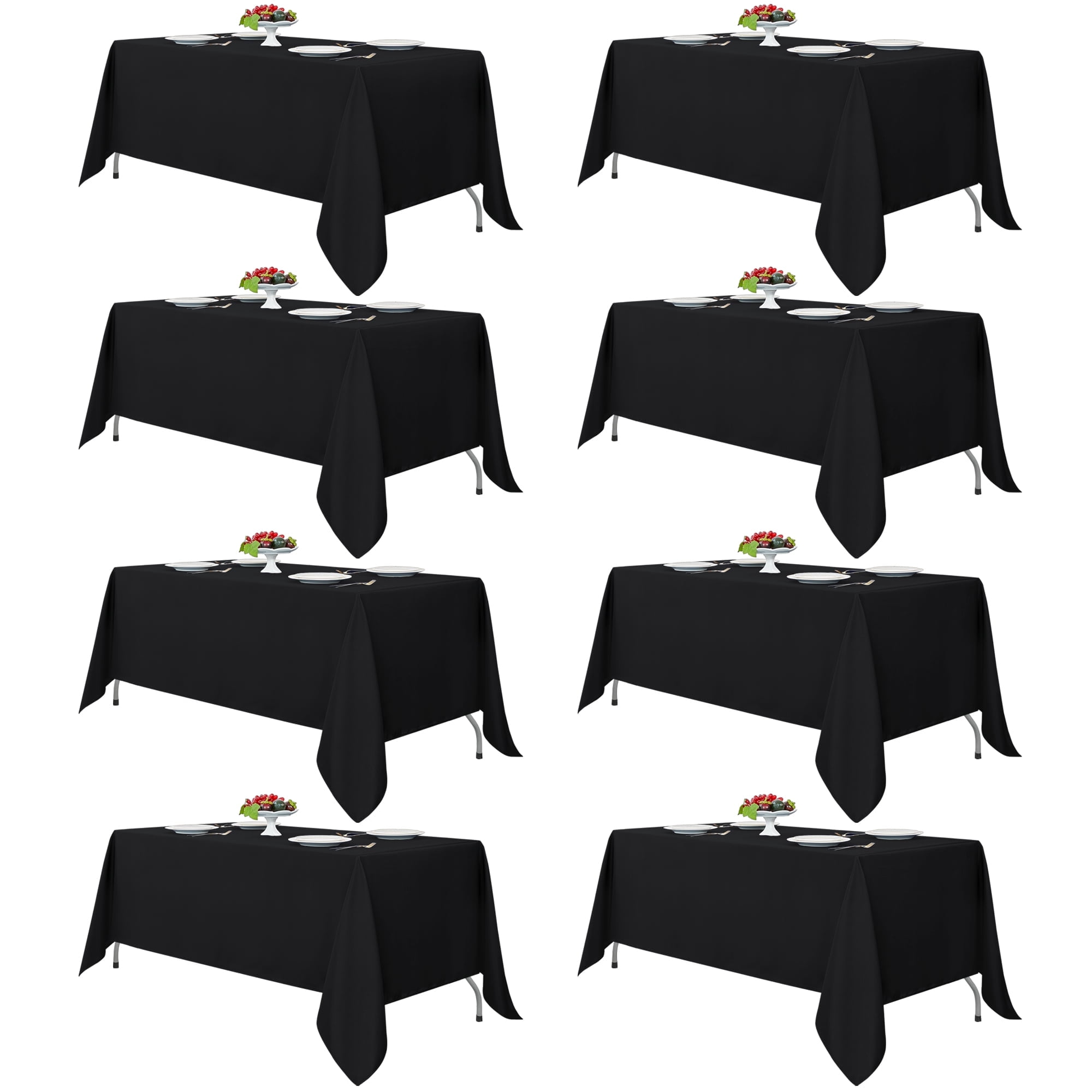 LUSHVIDA 8 Pack Long Rectangular Black Tablecloths 60x84 inch ...