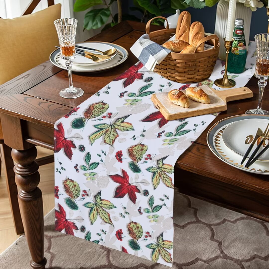 LUSHVIDA Fall Table Runner 14x70 inch Maple Leaves Thanksgiving Table ...
