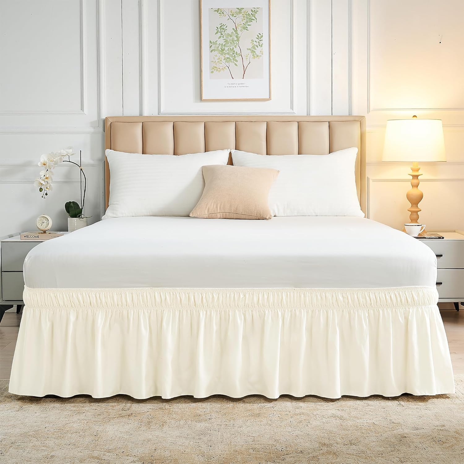 Collections Etc Eyelet Floral Scalloped Elastic Dust Ruffle Bed Skirt ...