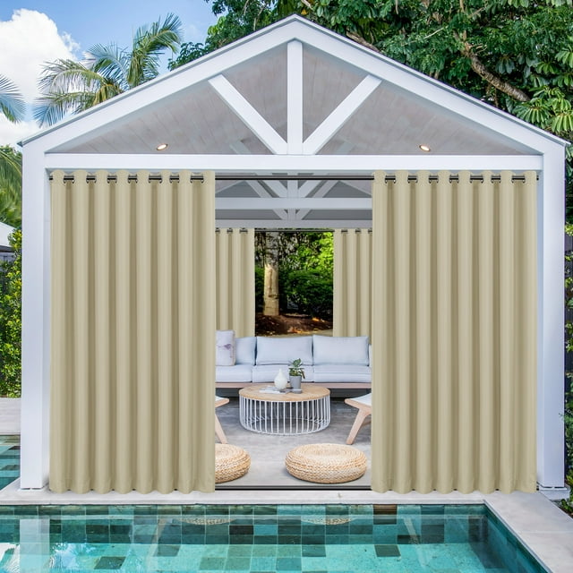 LUSHVIDA Weatherproof Curtains for Indoor & Outdoor, Detachable Tab Top ...