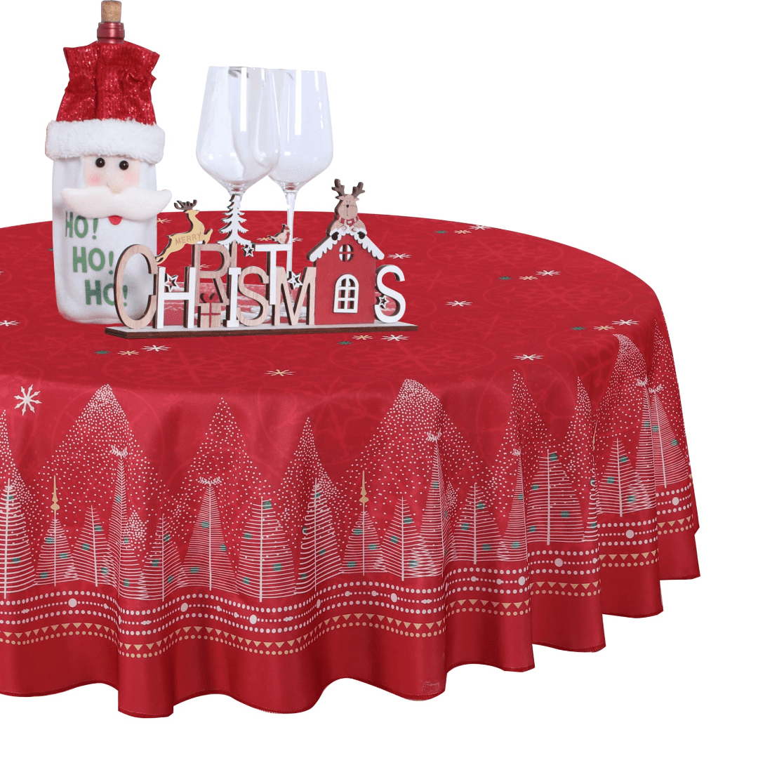 LUSHVIDA Printed Christmas Tablecloths Rectangle Xmas Tree Table Cover ...