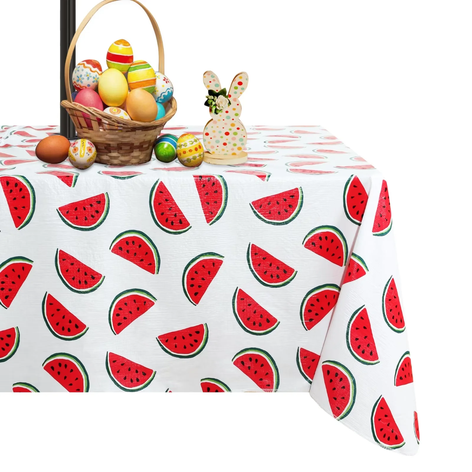 LUSHVIDA Rectangle Outdoor Tablecloth with Umbrella Hole and Zipper ...