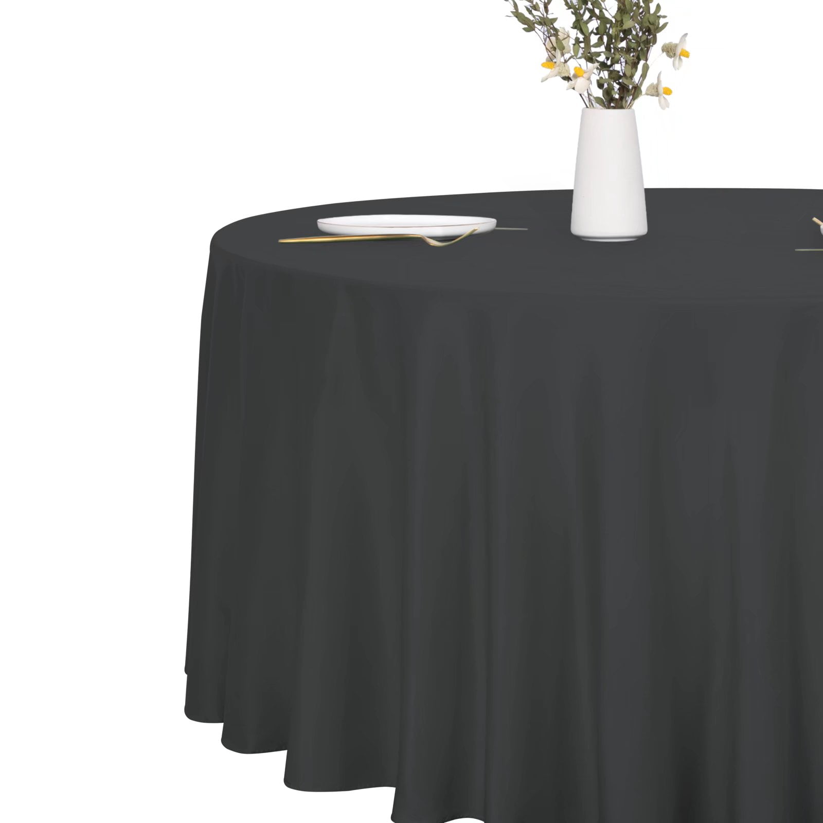 LUSHVIDA 60 inch Round Tablecloth - Dark Grey, Water & Stain Resistant ...