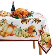 Fall Thanksgiving Double Border Decoration Tablecloth,Turkey & Pumpkin ...