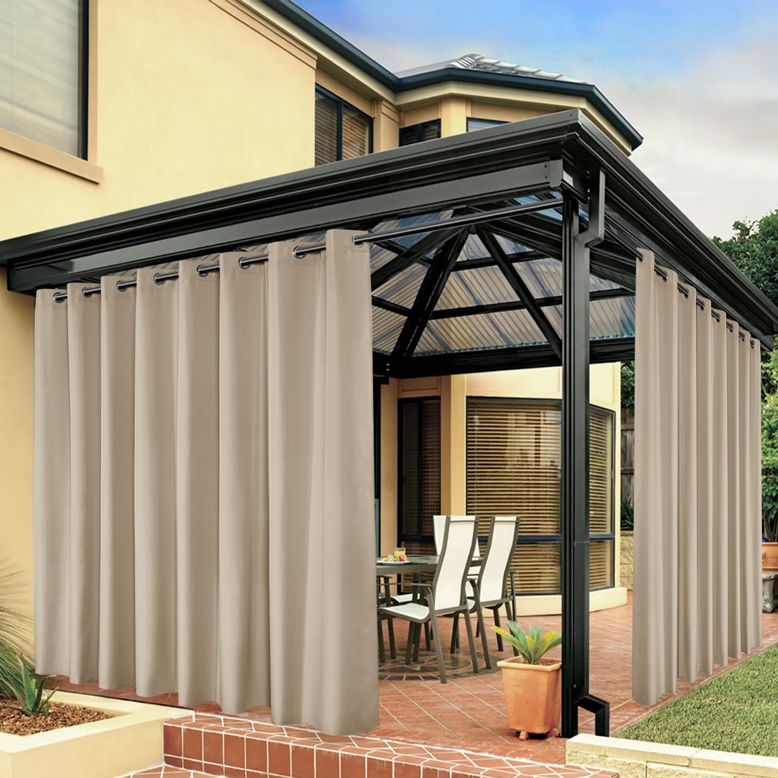 LUSHVIDA Waterproof Outdoor Curtains for Patio, Privacy Drapes for ...