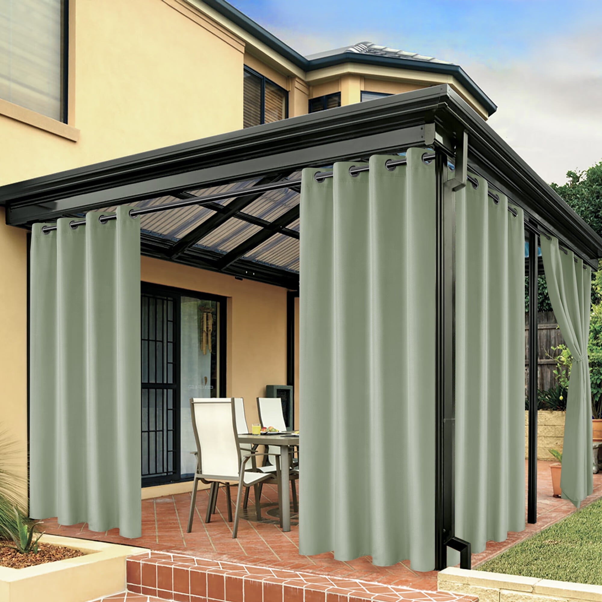 LUSHVIDA Waterproof Outdoor Curtains, Privacy Drapes for Patio, Porch ...