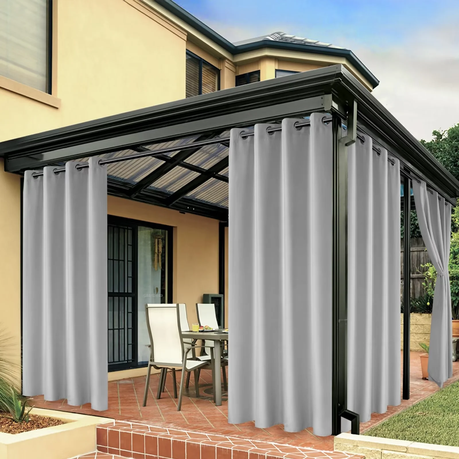 LUSHVIDA Waterproof Outdoor Curtains for Patio Gazebo Pergola 54x120 ...