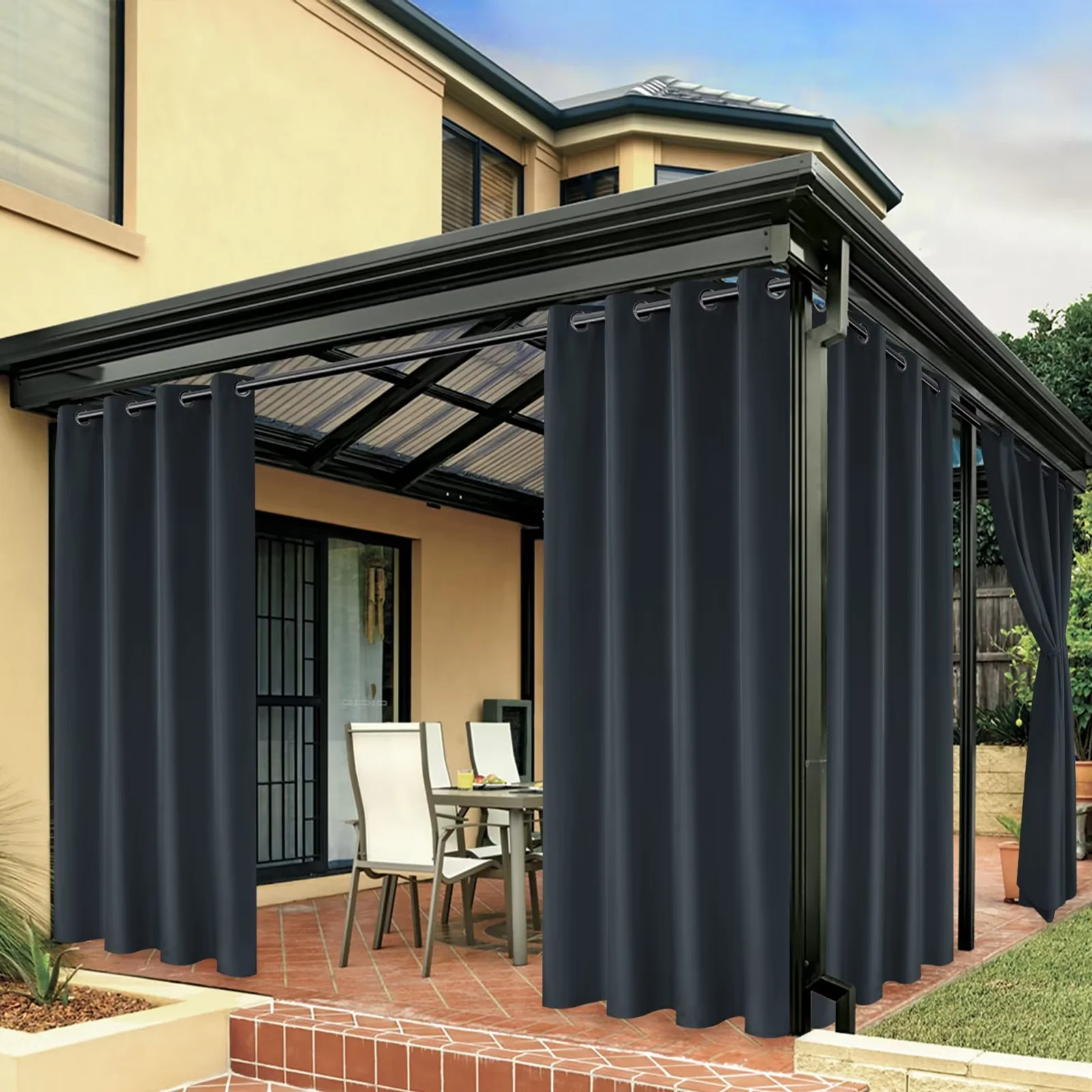 LUSHVIDA Waterproof Outdoor Curtains for Patio Grommet Privacy, 54x95 ...