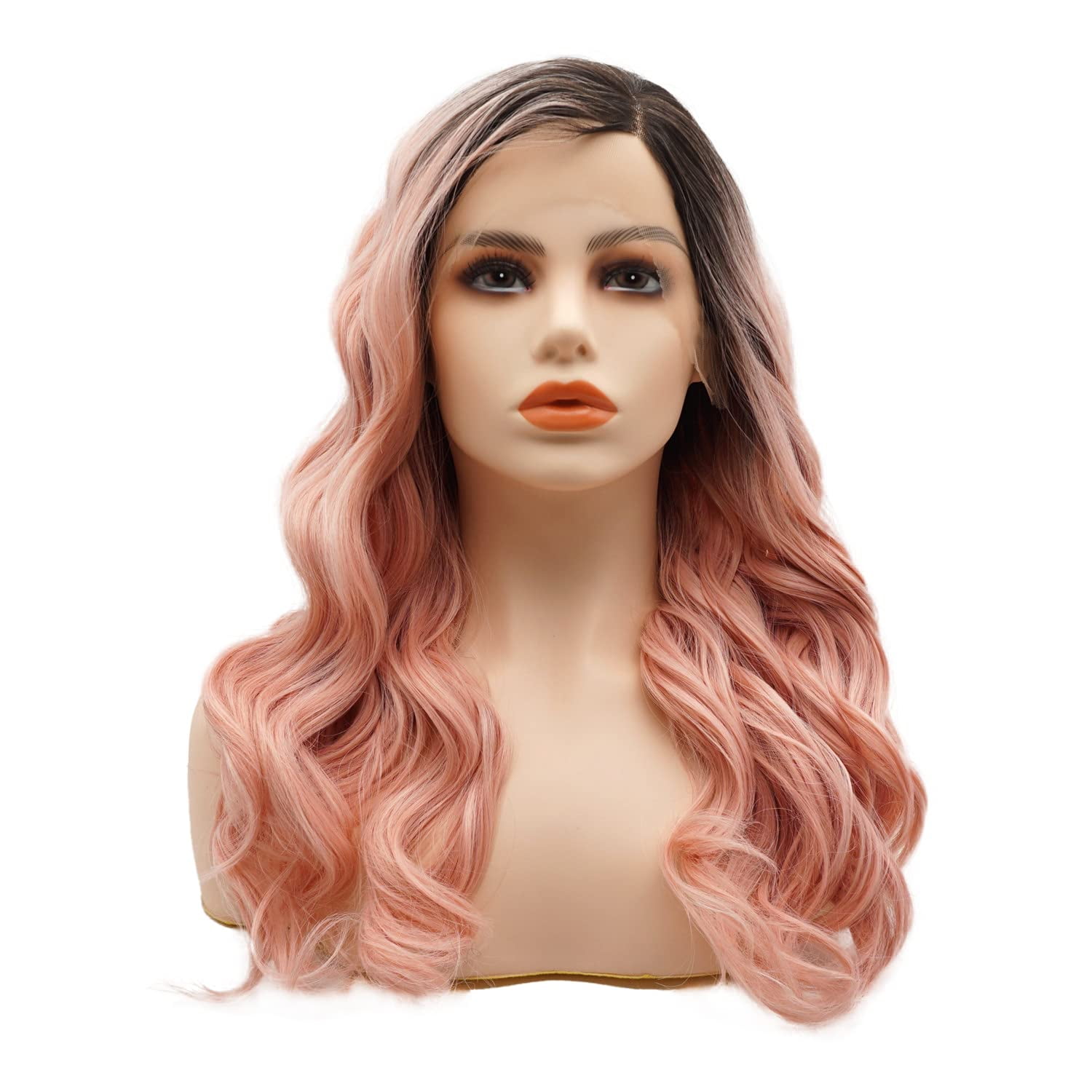 LUSHY BEAUTY Hair Synthetic Lace Front Wig Wavy Long 20inch Dark Root ...