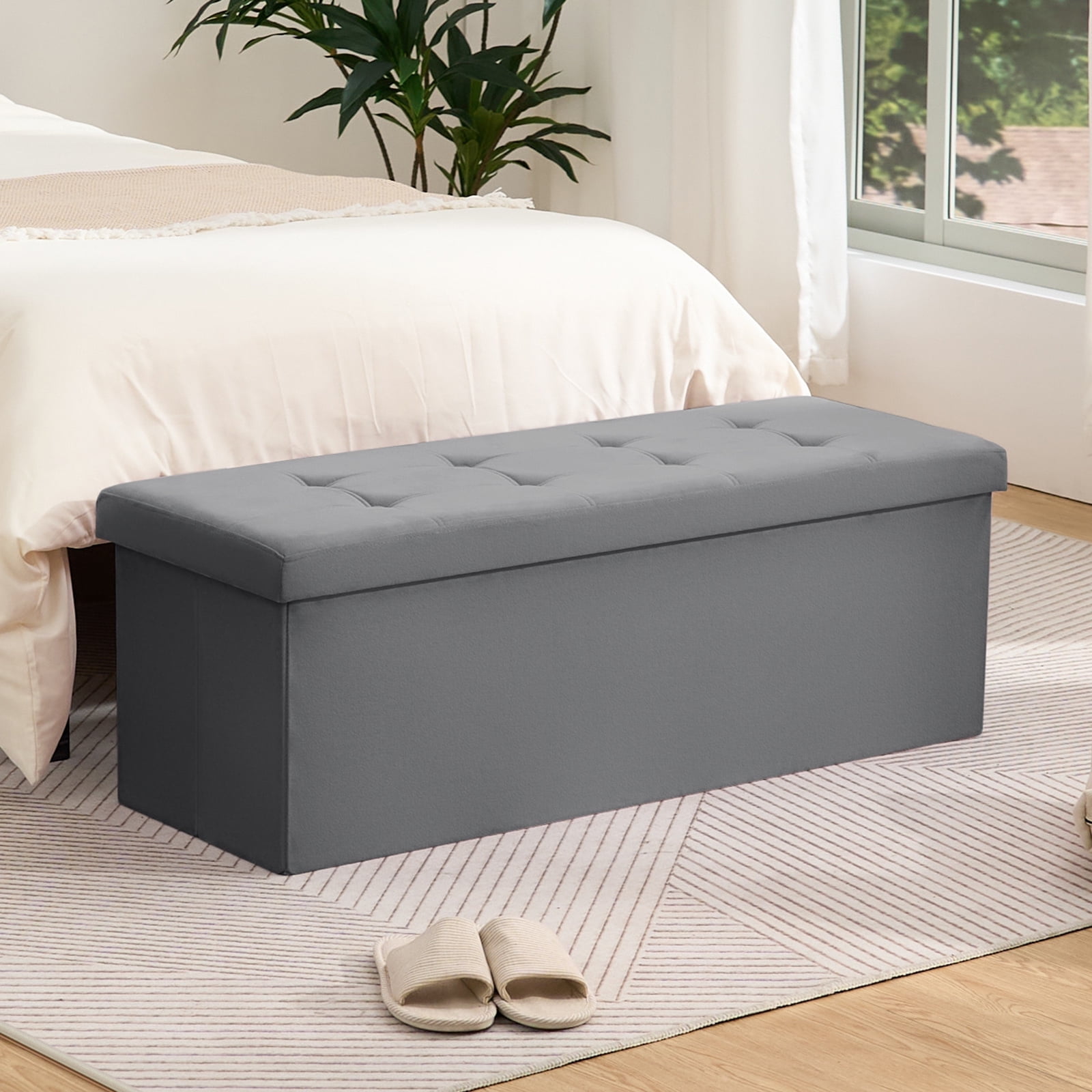 LUSIMO Ottoman with Storage 43" Velvet Storage Bench Folding End of Bed ...