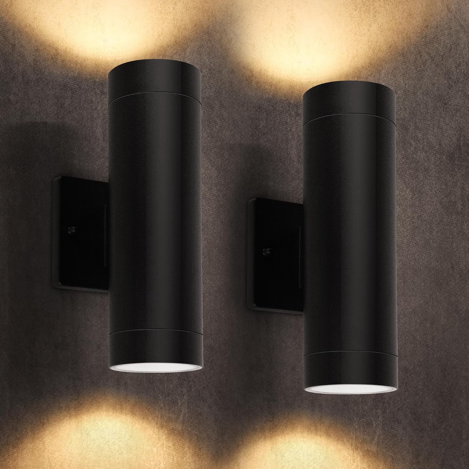 LUTEC Outdoor Wall Light Fixtures, Integrated LED Cylinder Up-Down ...
