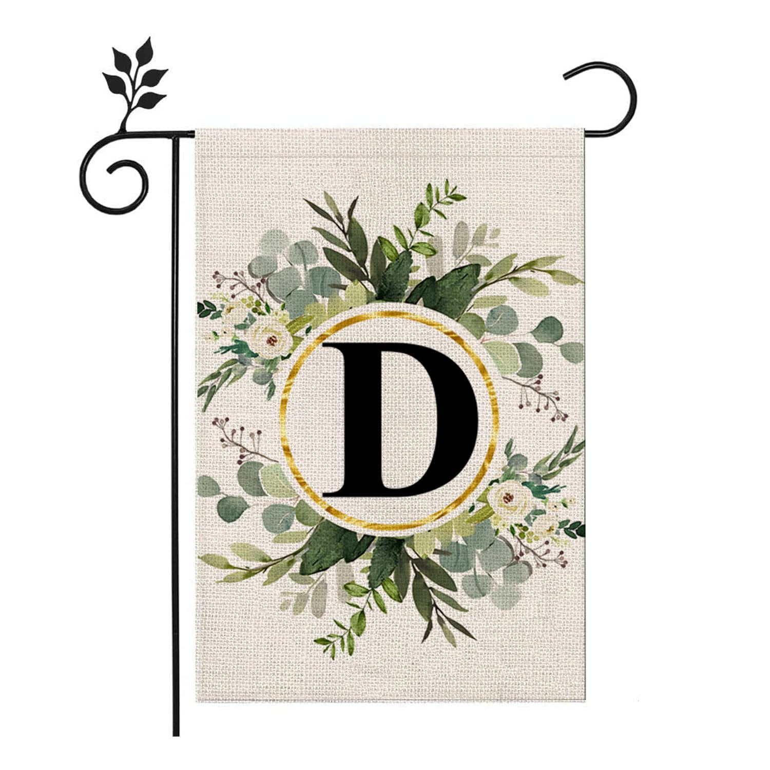 LUTER Monogram Letter D Garden Flag, 12x18 Inch Floral Garden Flag ...