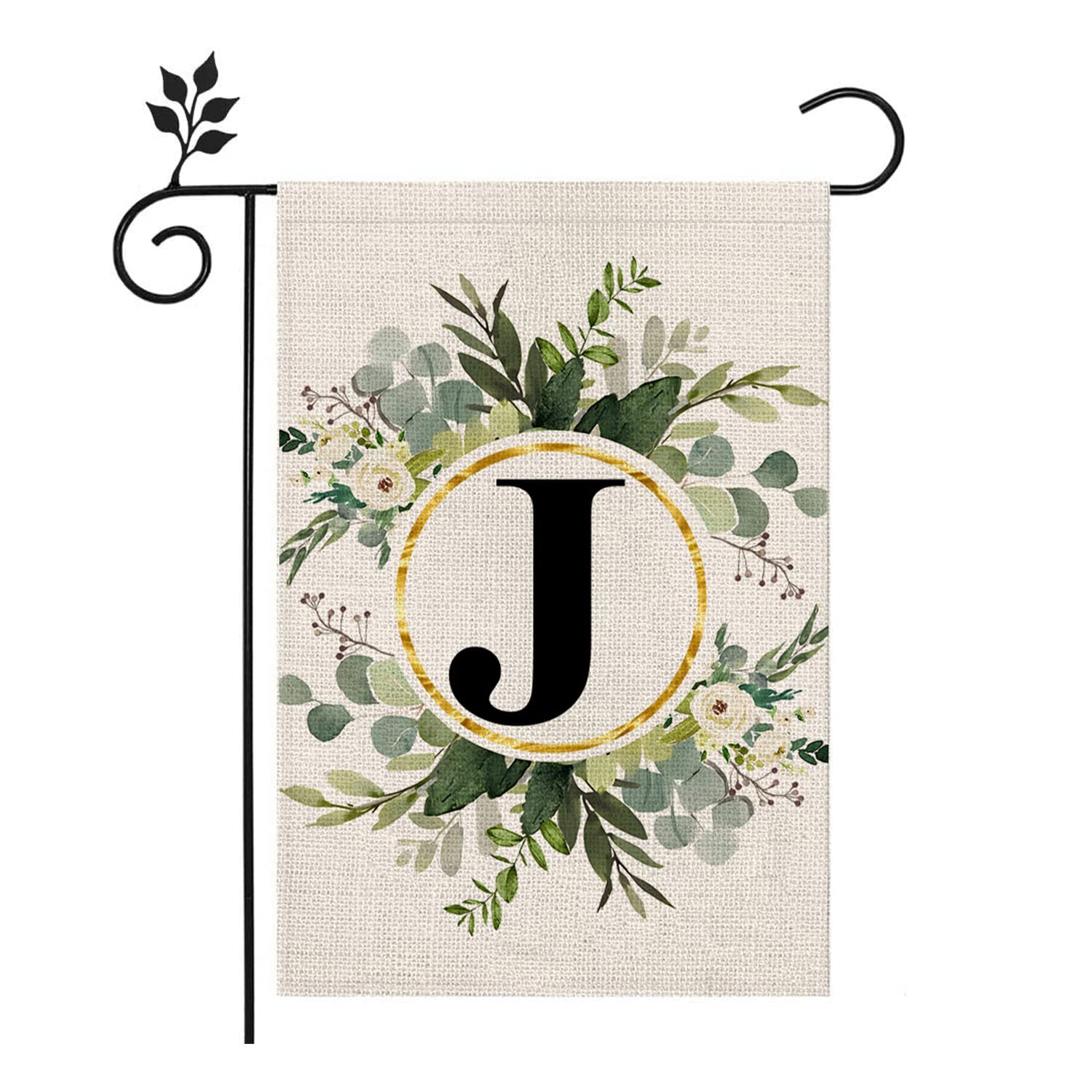 LUTER Monogram Letter EC36 J Garden Flag, 12x18 Inch Floral Garden Flag ...