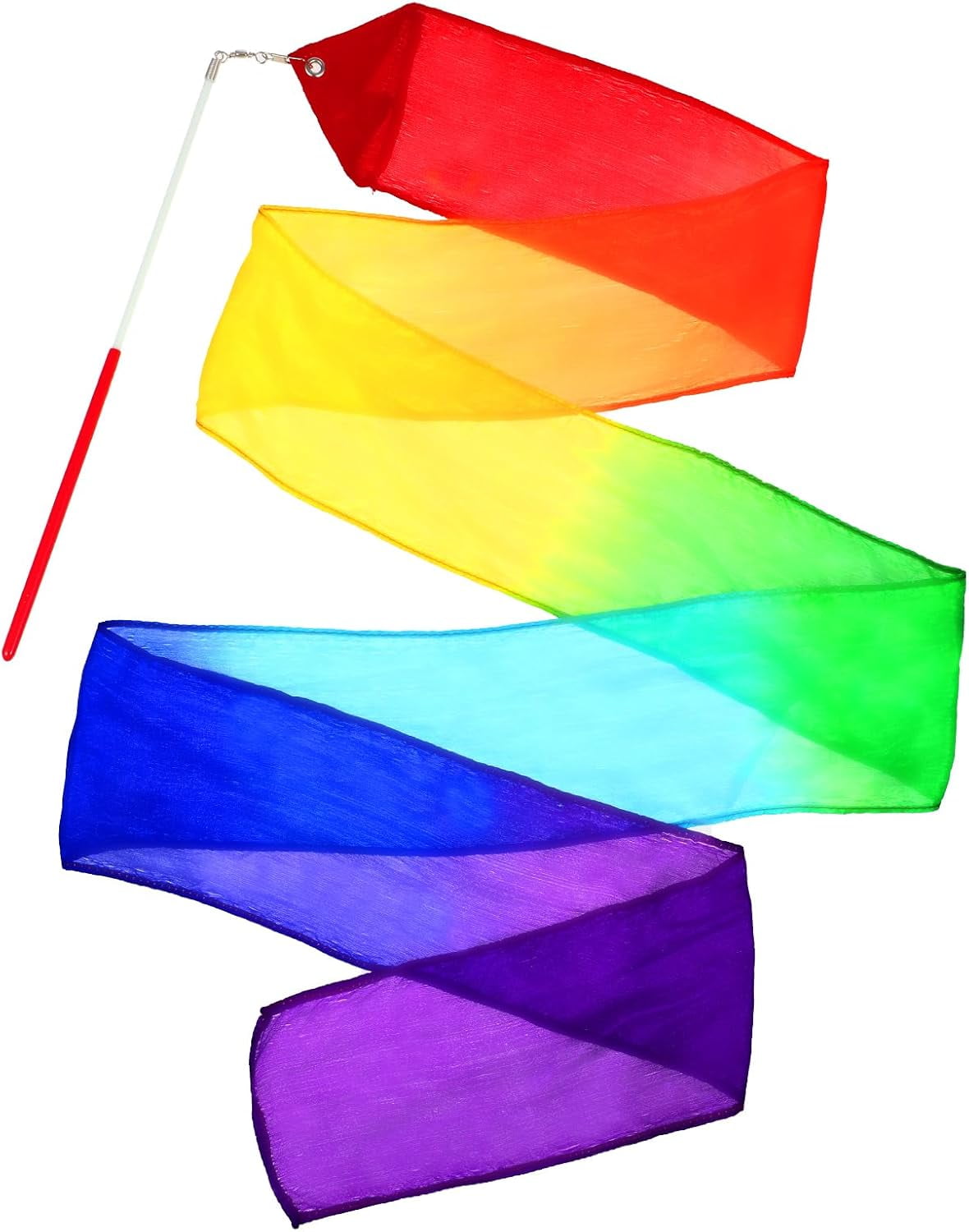 LUU-100% Silk Ribbon Dancer Wand, Rainbow Streamer for Dancing ...