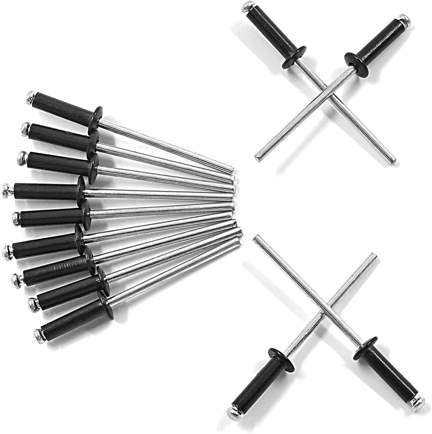 LUU-100PCS 3/32" x 1/4" Black Pop Rivets Aluminum Blind Rivets for ...