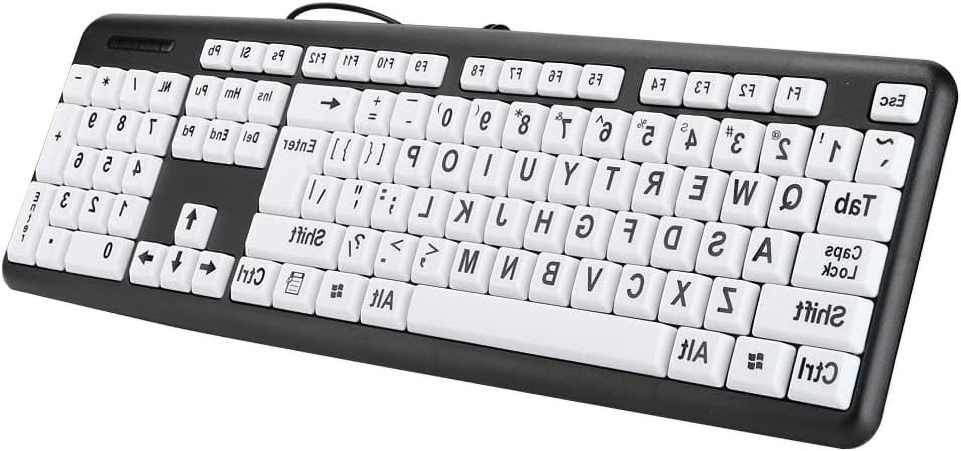LUU-104 Keys Large Key Keyboard Black Low Vision Keyboard USB Wired ...