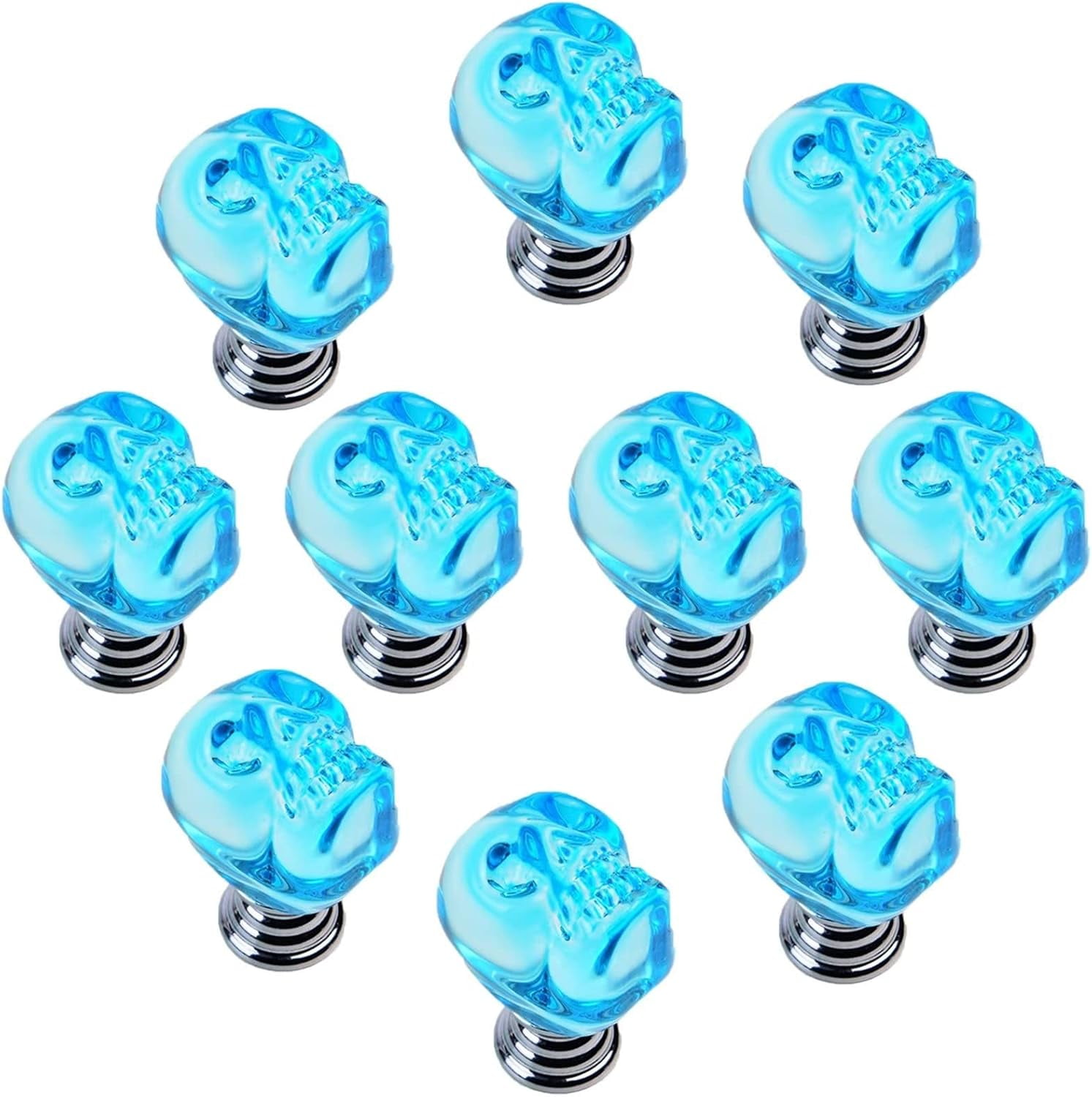 LUU-10pcs Skeleton Skull Head Chest Door Drawer Handles Knobs Single ...