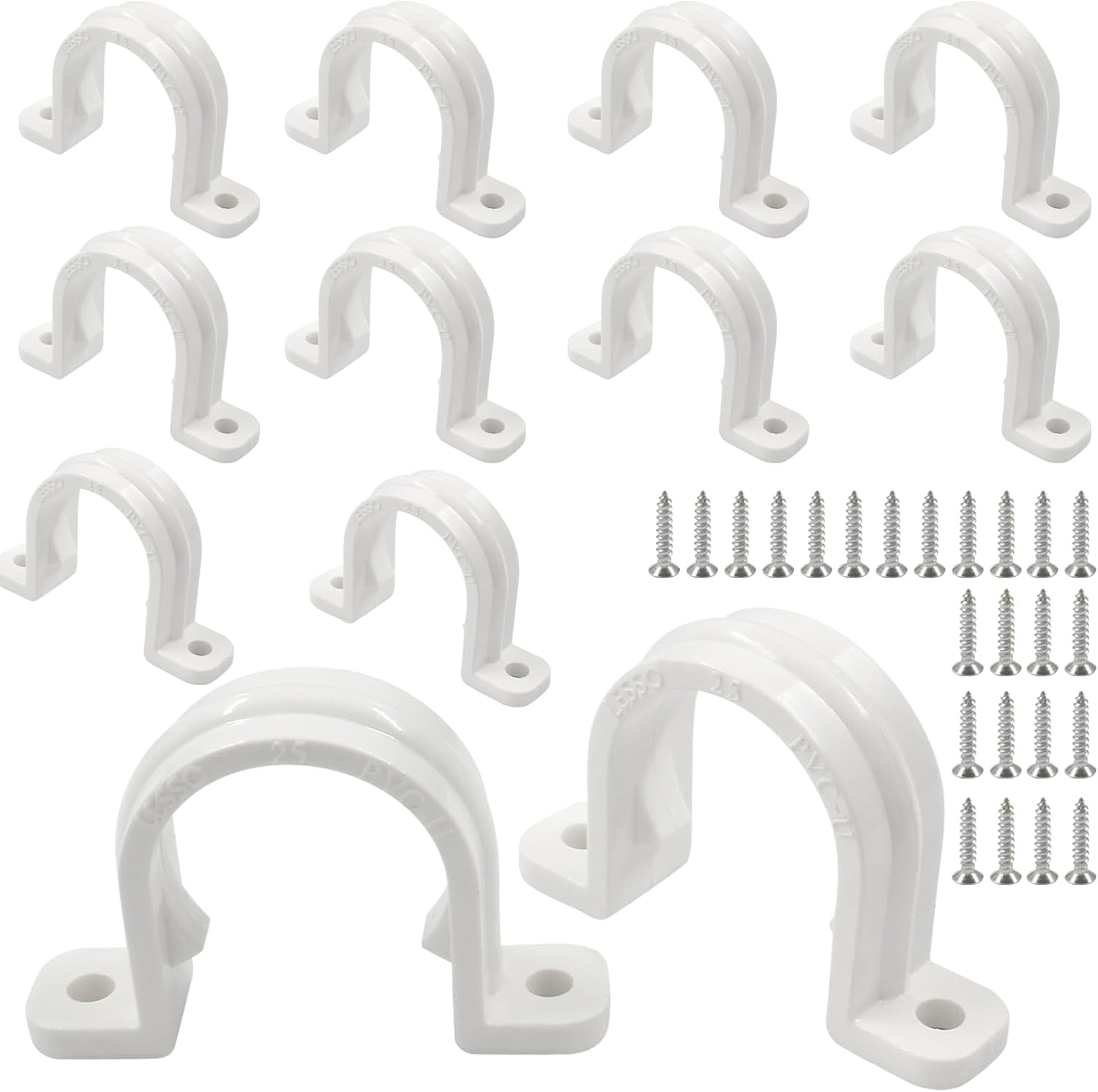 LUU-12 Pcs 20mm/0.79 Inch Inner Dia PVC Pipe Straps,White Pipe Clamps ...