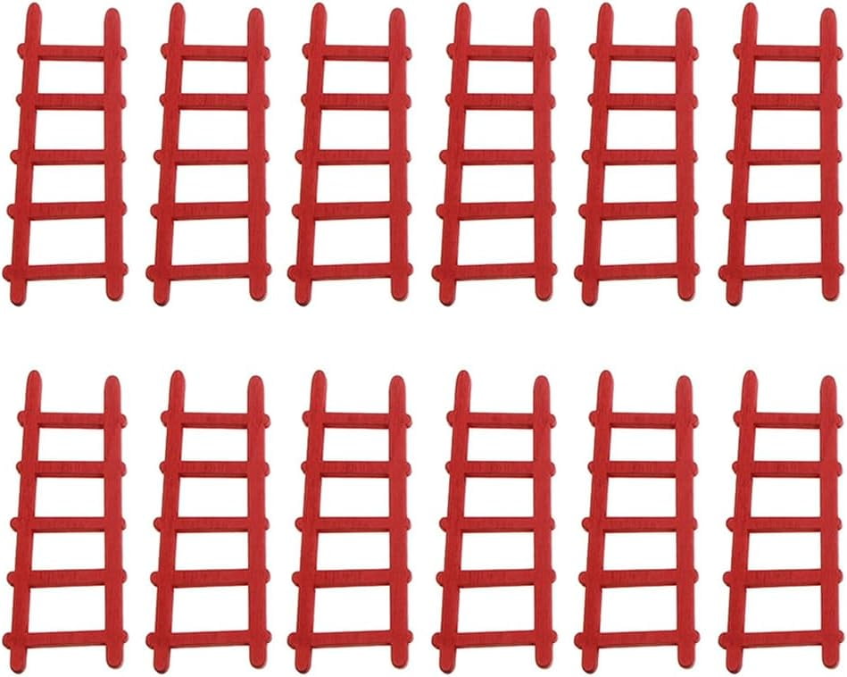 LUU-12pcs Mini Wooden Ladder Ladders Model Rustic Decor Wood Micro ...