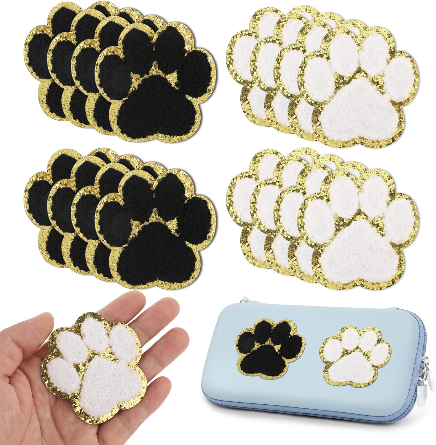 LUU-16 Pcs Self Adhesive Paw Print Patches 7.8×5.5in Paw Print Stickers ...