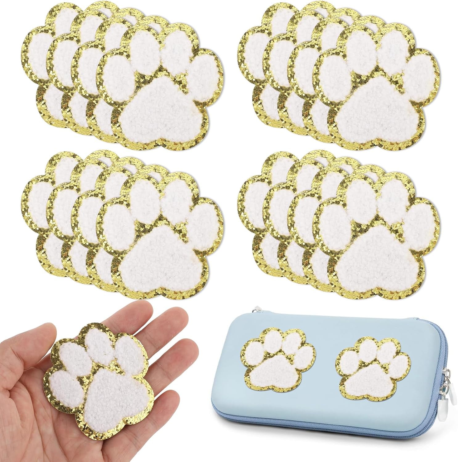 LUU-16 Pcs Self Adhesive Paw Print Patches, Paw Print Stickers Pet Cat ...