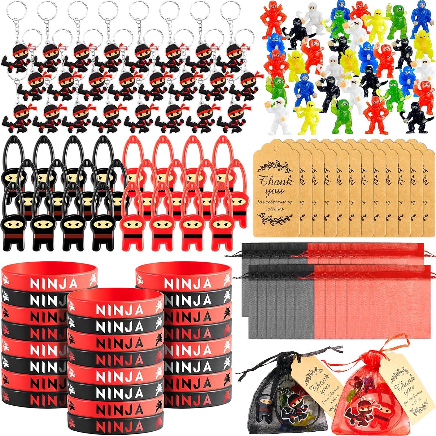 LUU-168 Pcs Ninja Party Favors Karate Birthday Party Supplies Ninja ...