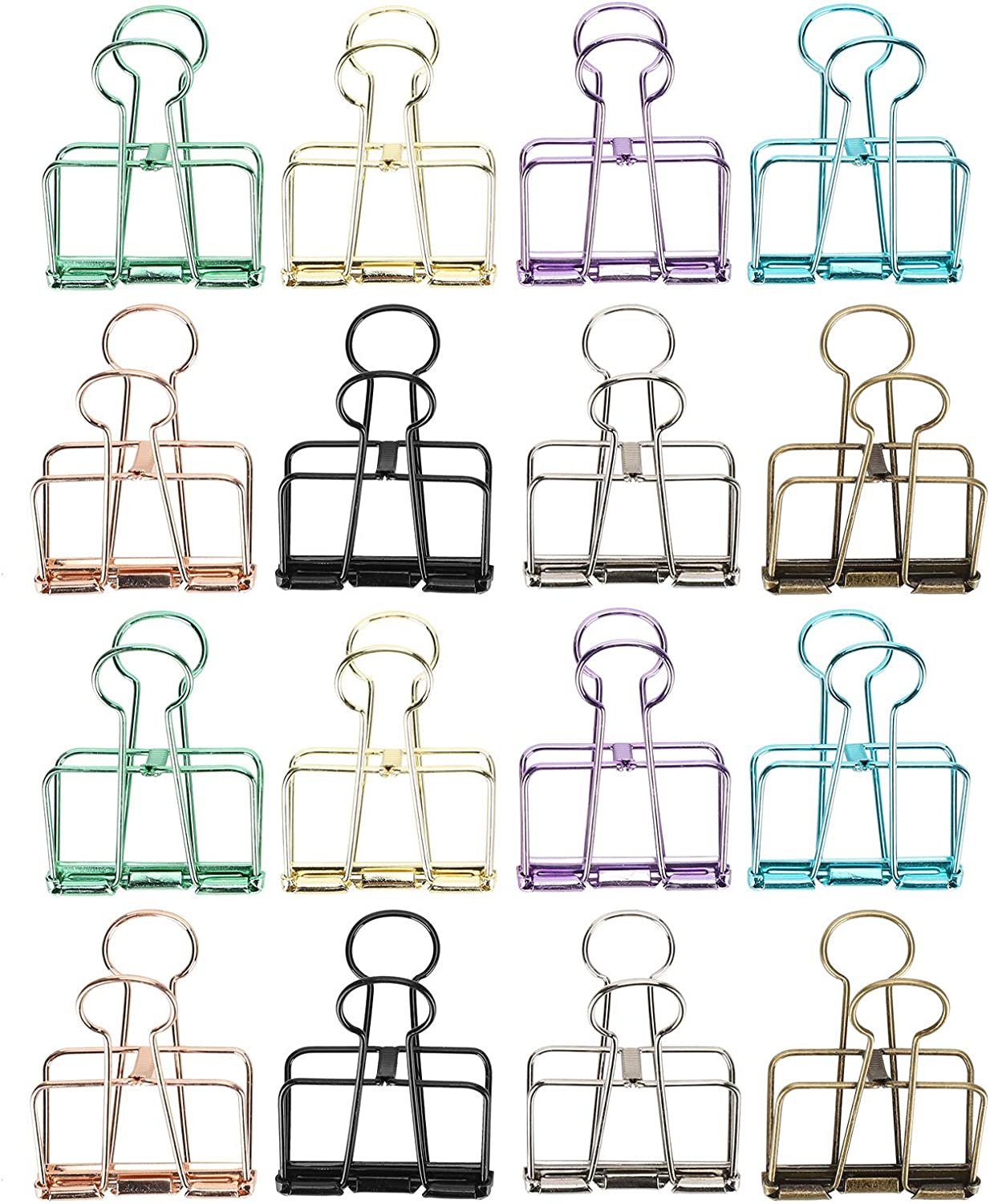LUU-16pcs Wire Binder Clips, Medium Colorful Paper Clamps Metal Wire ...