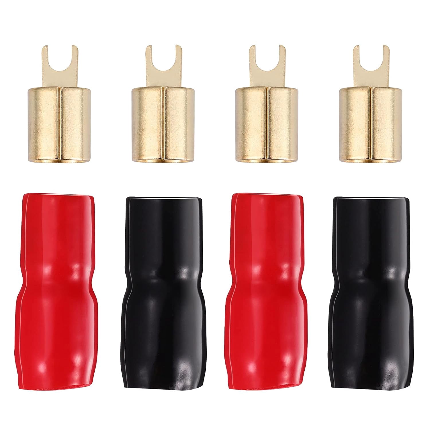 LUU-2 Pairs Copper Gold Plated 0 Gauge Spade Terminal Crimp Connectors ...
