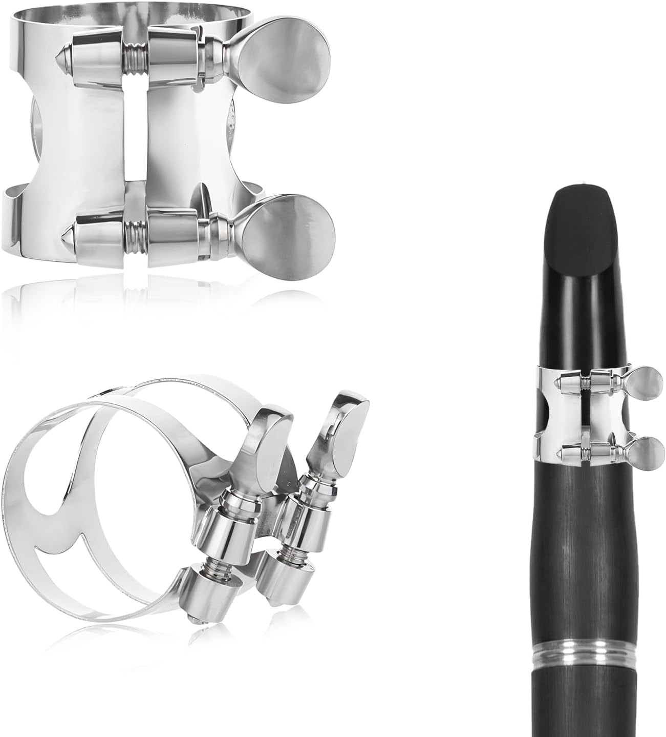 LUU-2 Pcs Clarinet Ligature Clarinet Mouthpiece Ligature B Flat Silver ...