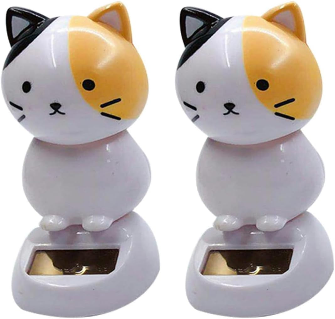 LUU-2 Pieces Solar Wobble Figures, Solar Dancing Cat, Bobble Head Cat ...