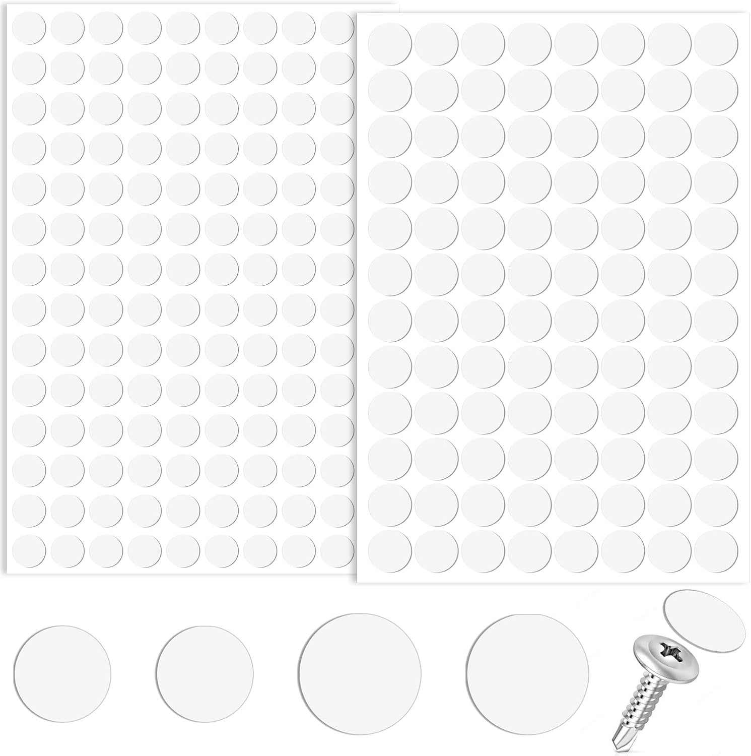 LUU-2 Sheet Self-Adhesive Screw Cover Stickers, White PVC Non-Faded ...
