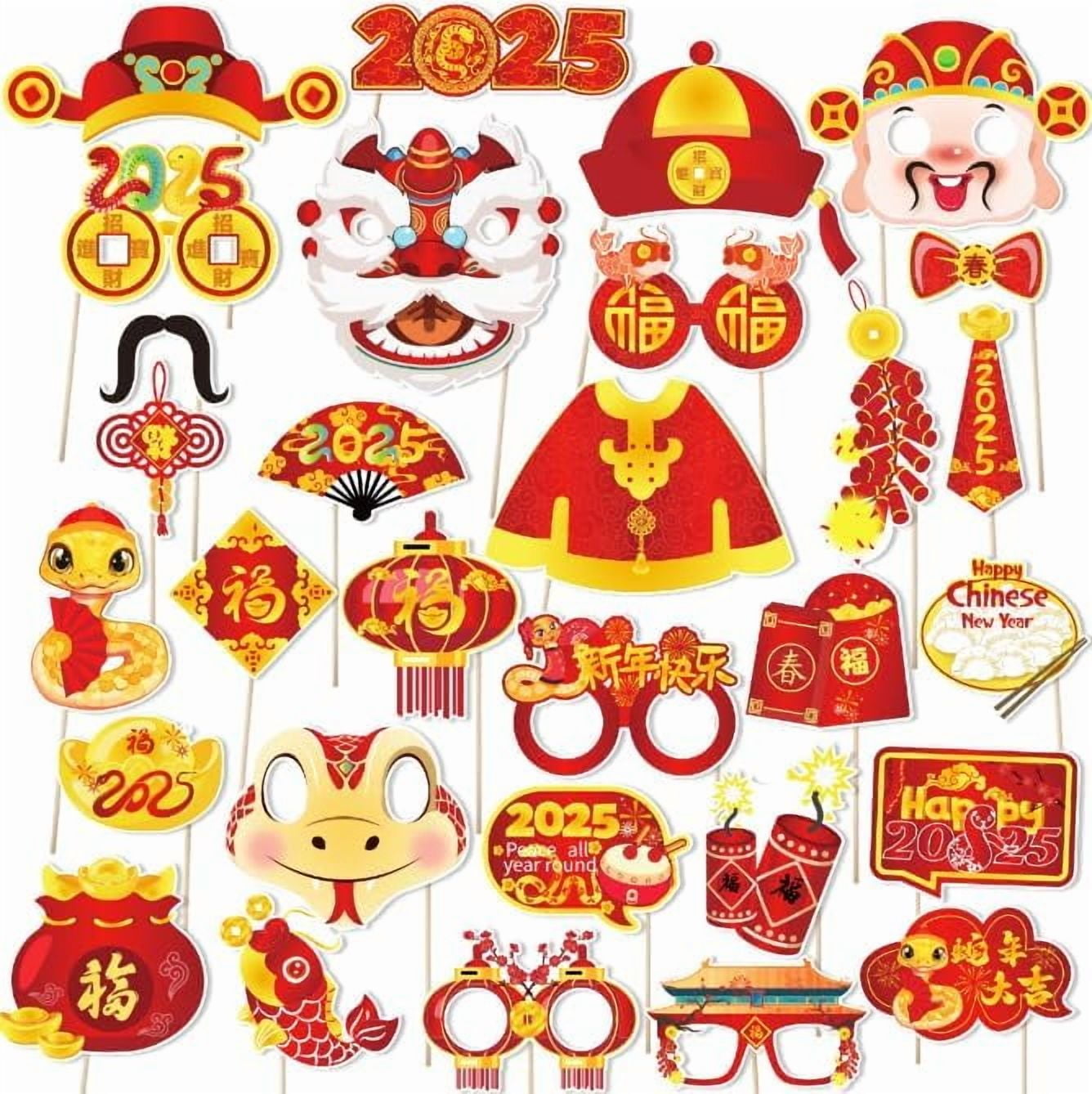 LUU-2025 New Year Photo Booth Props Chinese New Year Party Decorations ...