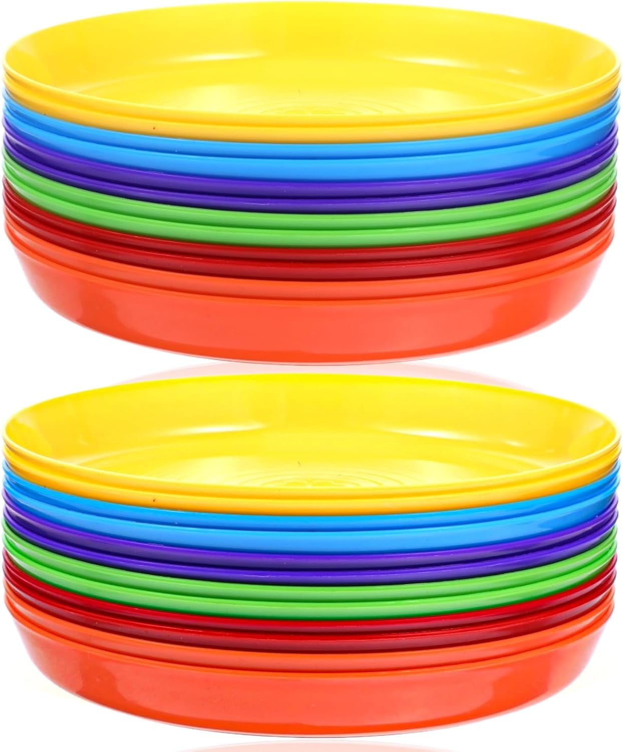 LUU-24 Pack Plastic Plates, 7 Inch Colorful Toddler Dinner Plates ...