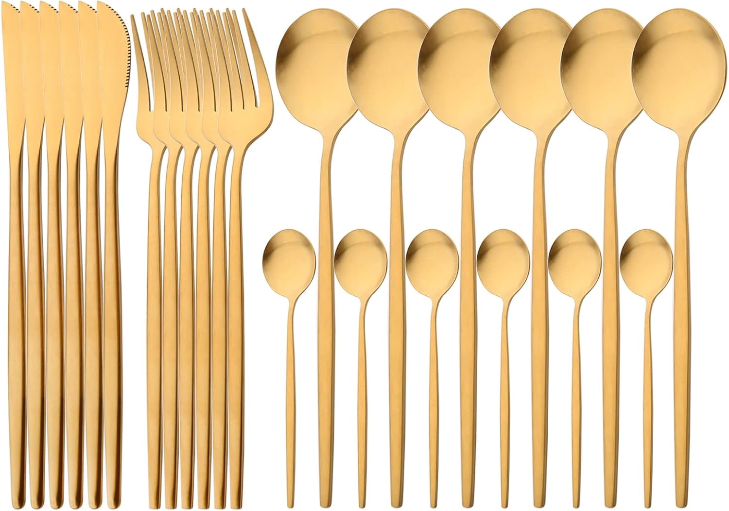 LUU-24 Piece Matte Finished Flatware Set, Basic 18/0 Stainless Steel ...