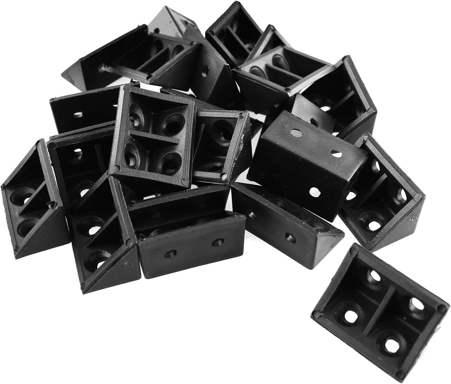 LUU-24pcs 20x32mm Black L Shape Bracket Plastic Furniture Corner Brace ...