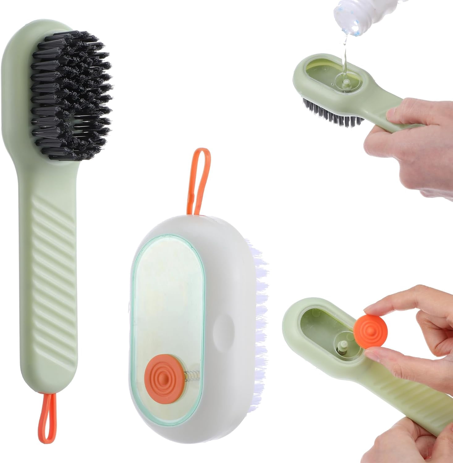 LUU-2Pcs Multifunctional Shoe Brush with Soap Dispenser Liquid Adding ...