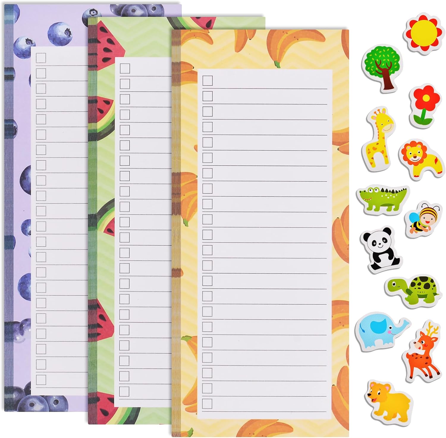 LUU-3 Pack Magnetic Notepads for Refrigerator, Fruit Design Grocery ...