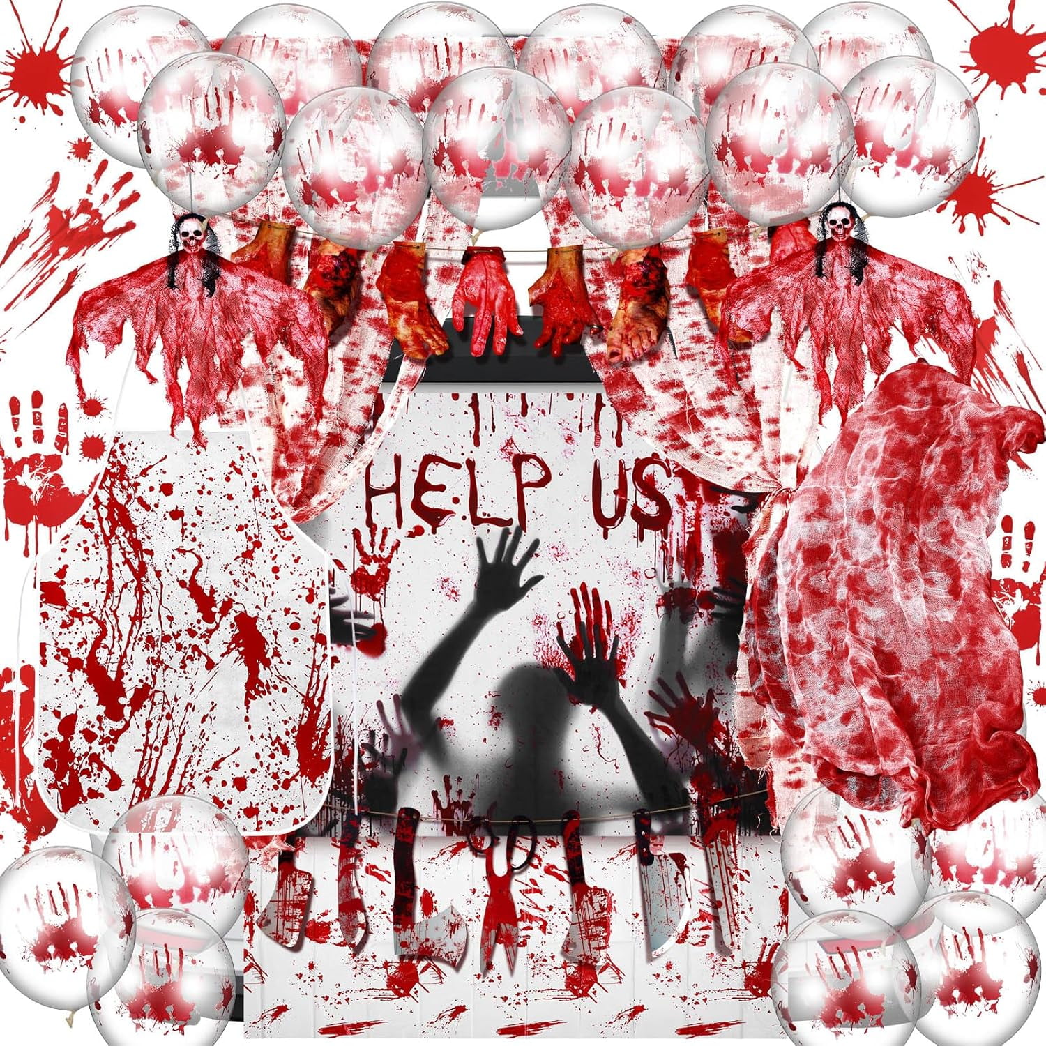 LUU-33 Pcs Halloween Horror Trunk or Treat Car Decorations Kit - Bloody ...