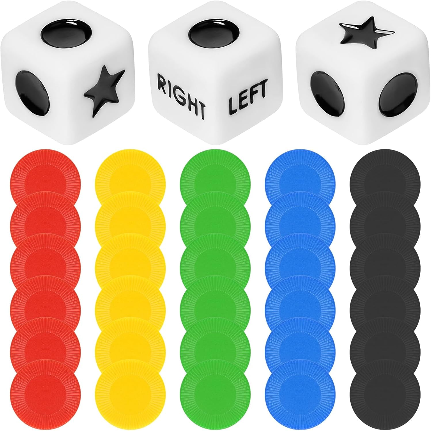 LUU-33PCS Funny Left Right Center Dice Game Prime Set Bundle, Plastic ...