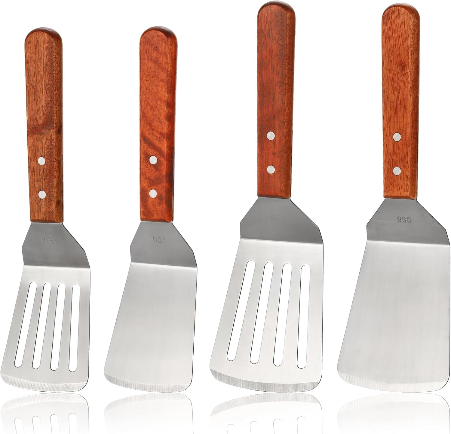 LUU-4 Pack Metal Spatulas Set, Stainless Steel Griddle Spatula ...