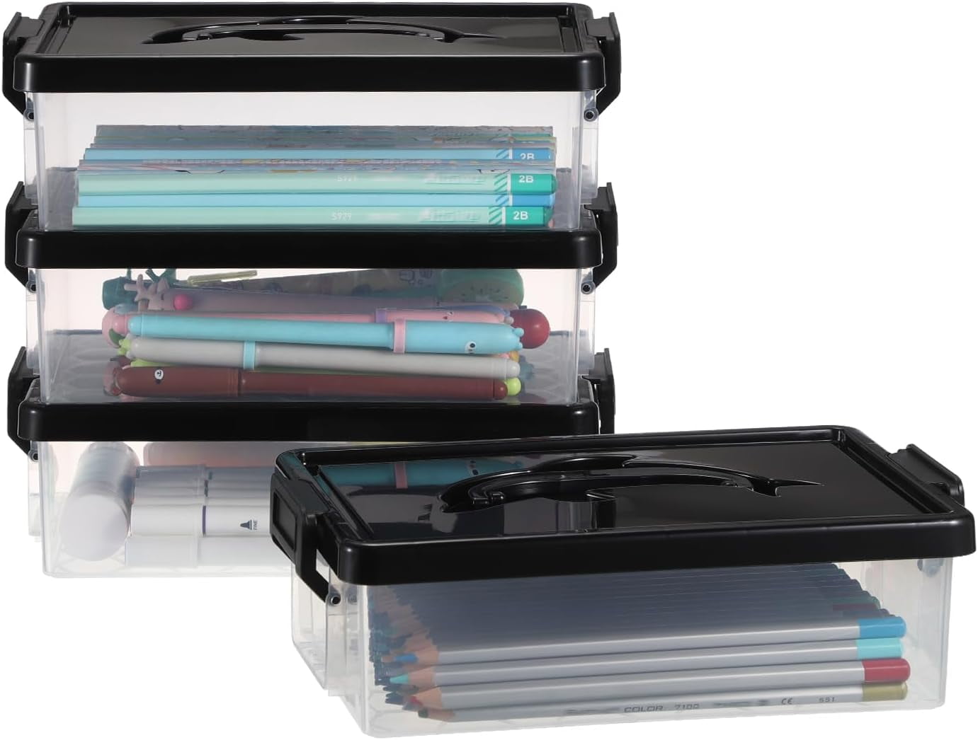 LUU-4 Pack Plastic Dolphin Pencil Boxes- NEW UPDRADED Large Pencil Box ...