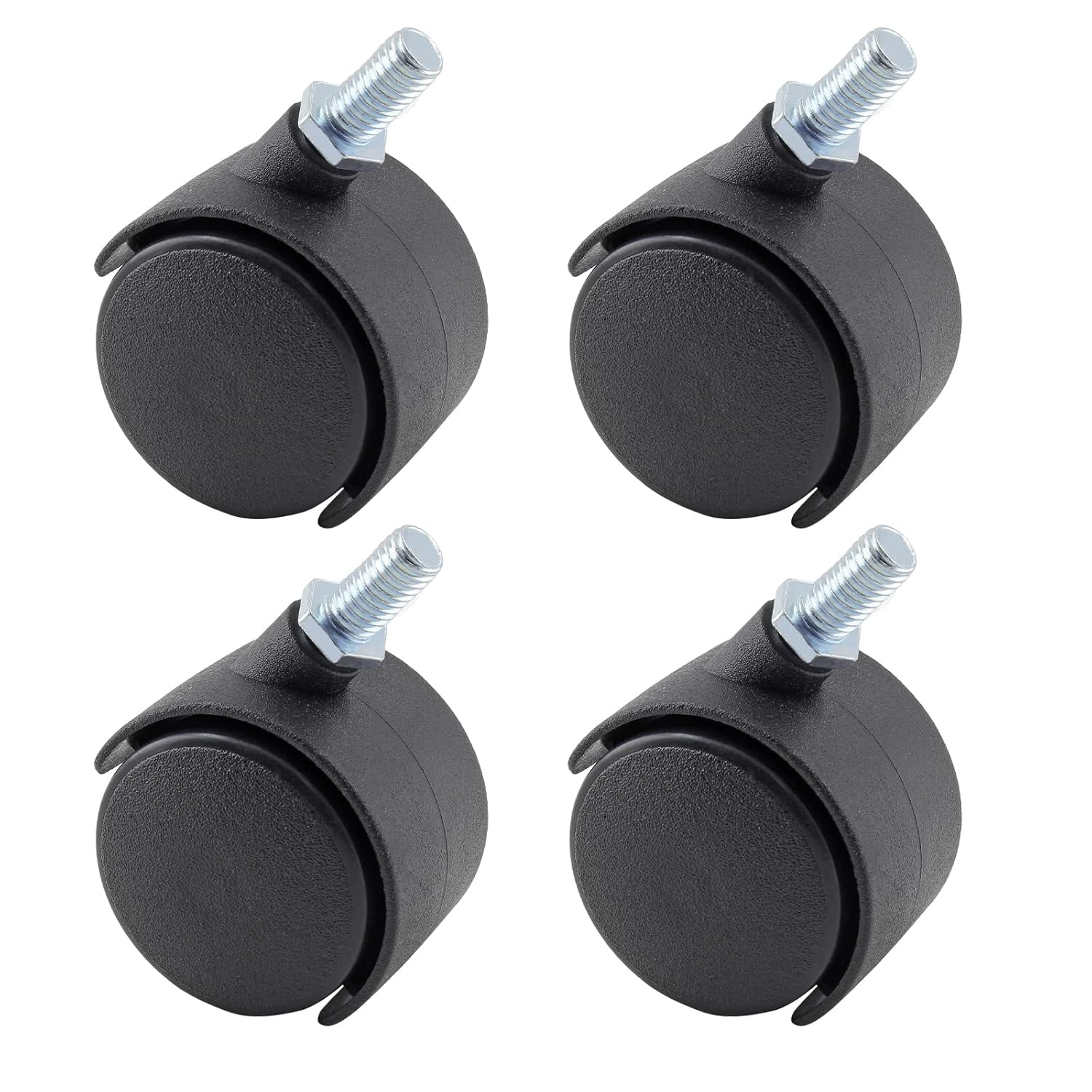 LUU-4 Pcs 1.5" Plastic Casters Shelving Caster，M8 Stem Nylon Furniture ...