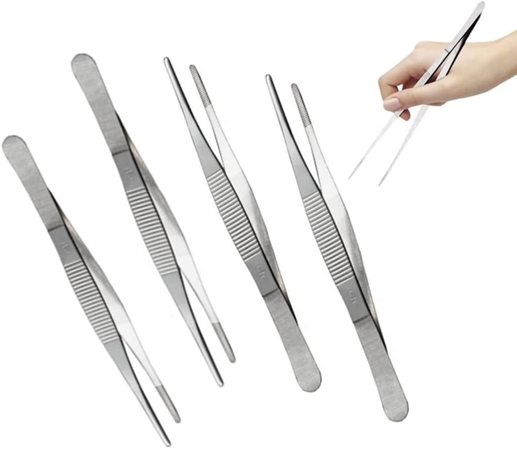 LUU-4 Pcs 5.5IN/14CMFood Tong Stainless Steel Cooking Tweezers Fine ...