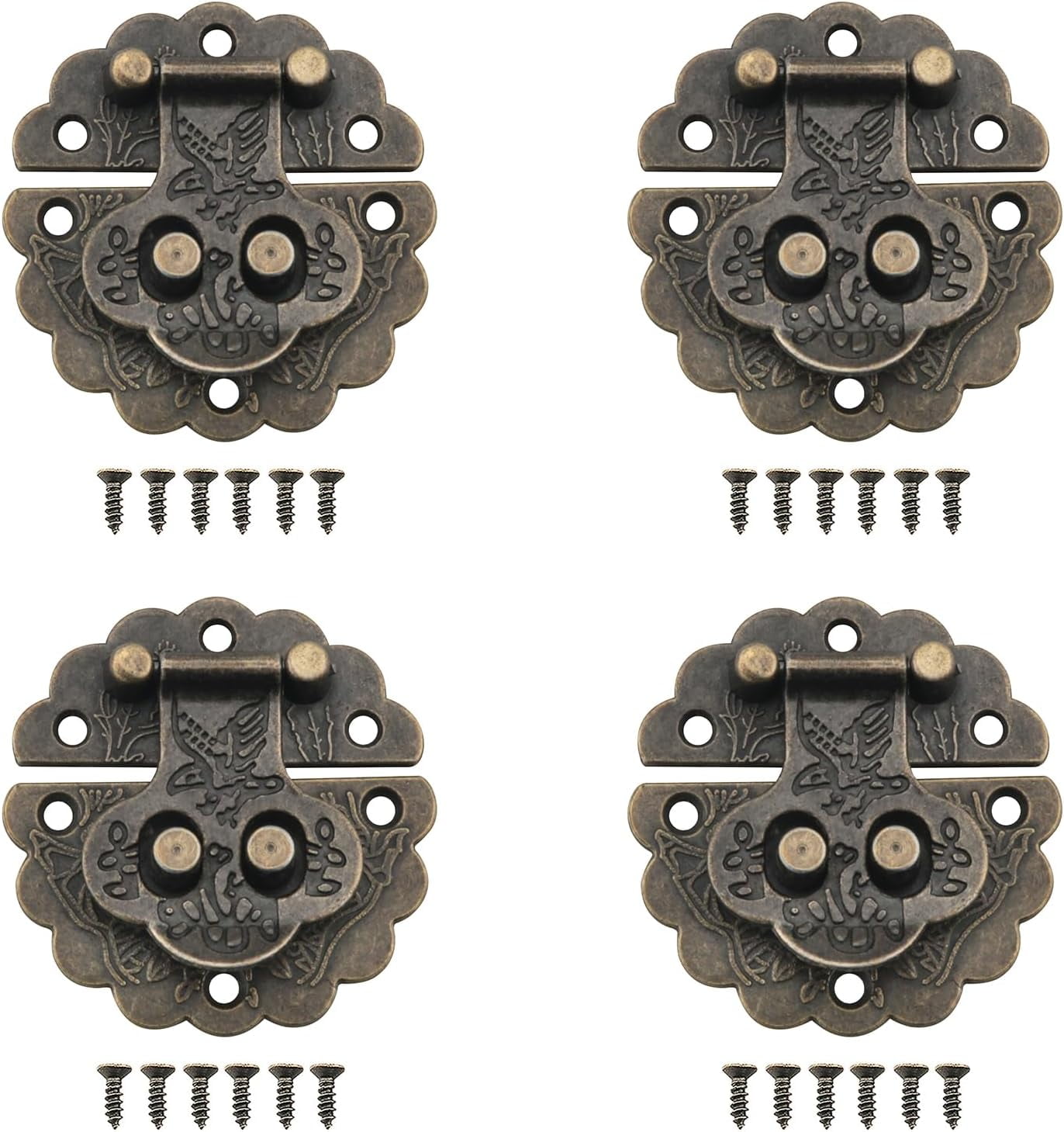 LUU-4PCS Antique Metal Hasp Latch 24 Screws Gift Box Panel Latch ...