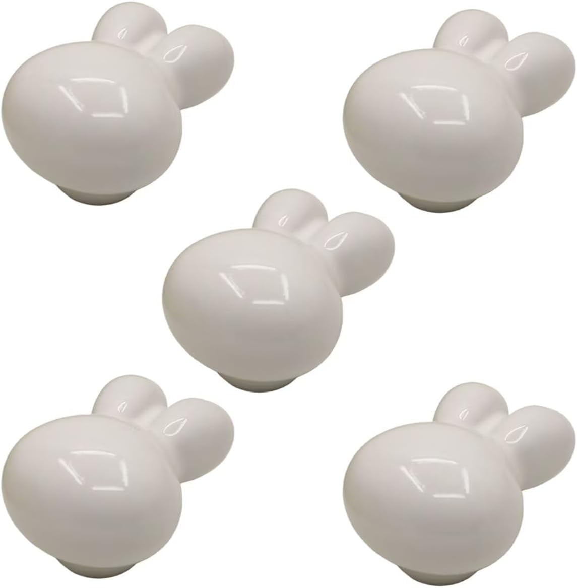 LUU-5 Pcs Bunny Door Knob Ceramic Rabbit Dresser Knobs Cute Drawer Knob ...