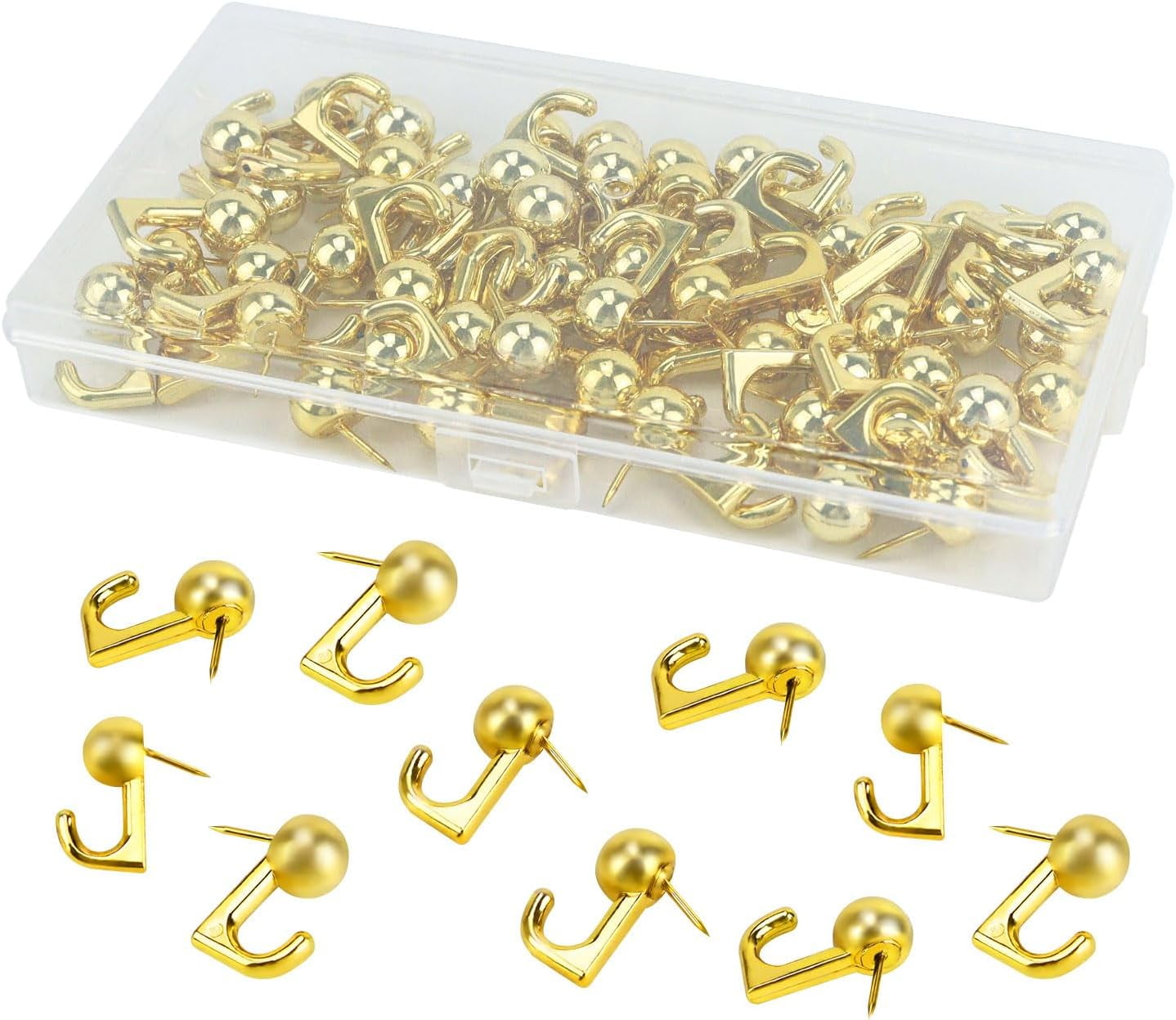 LUU-50 Pcs Push Pins with Hooks, Plastic Heads Pin Tacks Wall Thumb ...