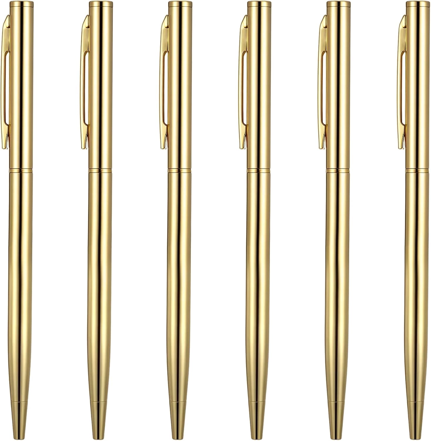 LUU-6 PCS Guest Book Pen Gold Slim Ballpoint Pens Gold Pen Set Gold ...