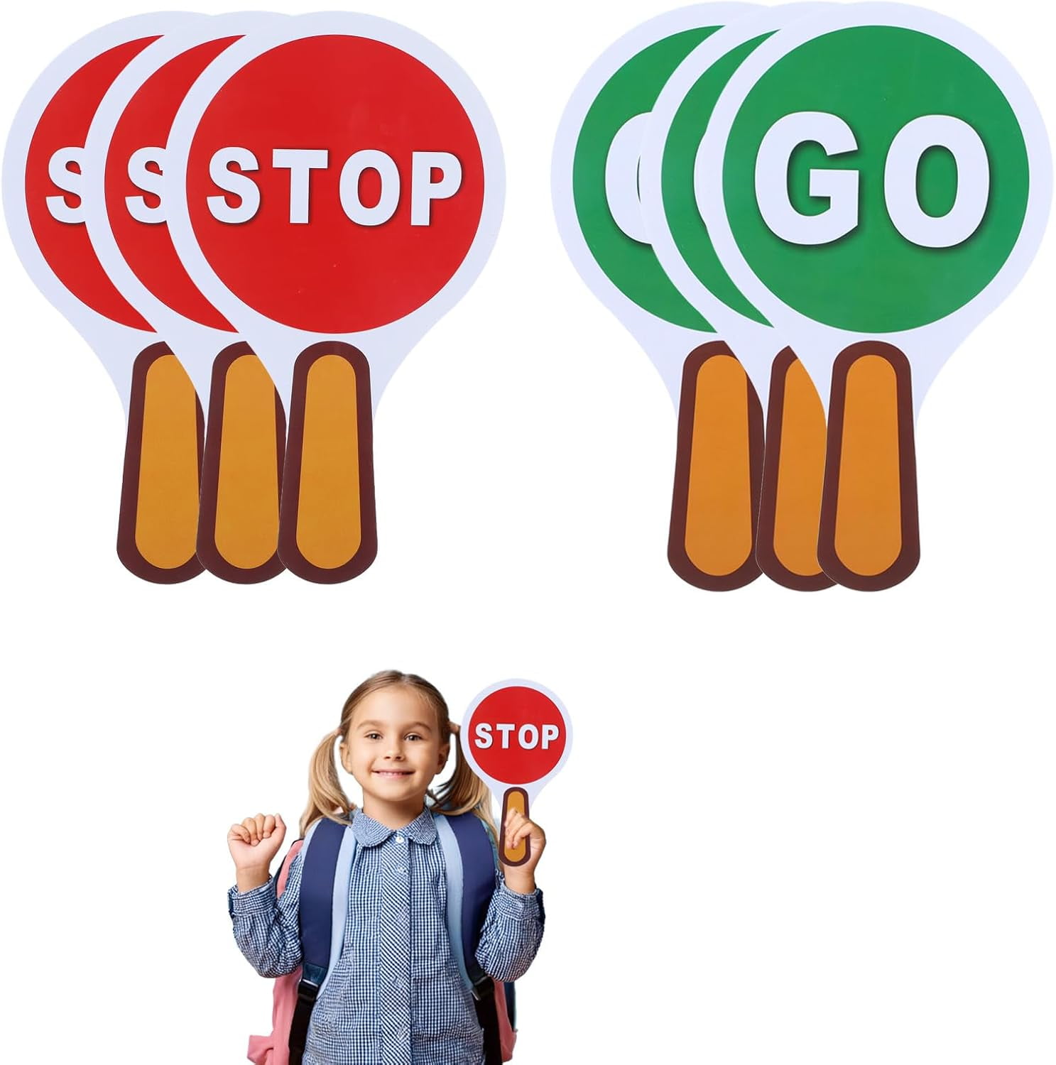 LUU-6 Pack-Stop And Go Sign, Stop Sign, Traffic Signs for Kids, Hand ...