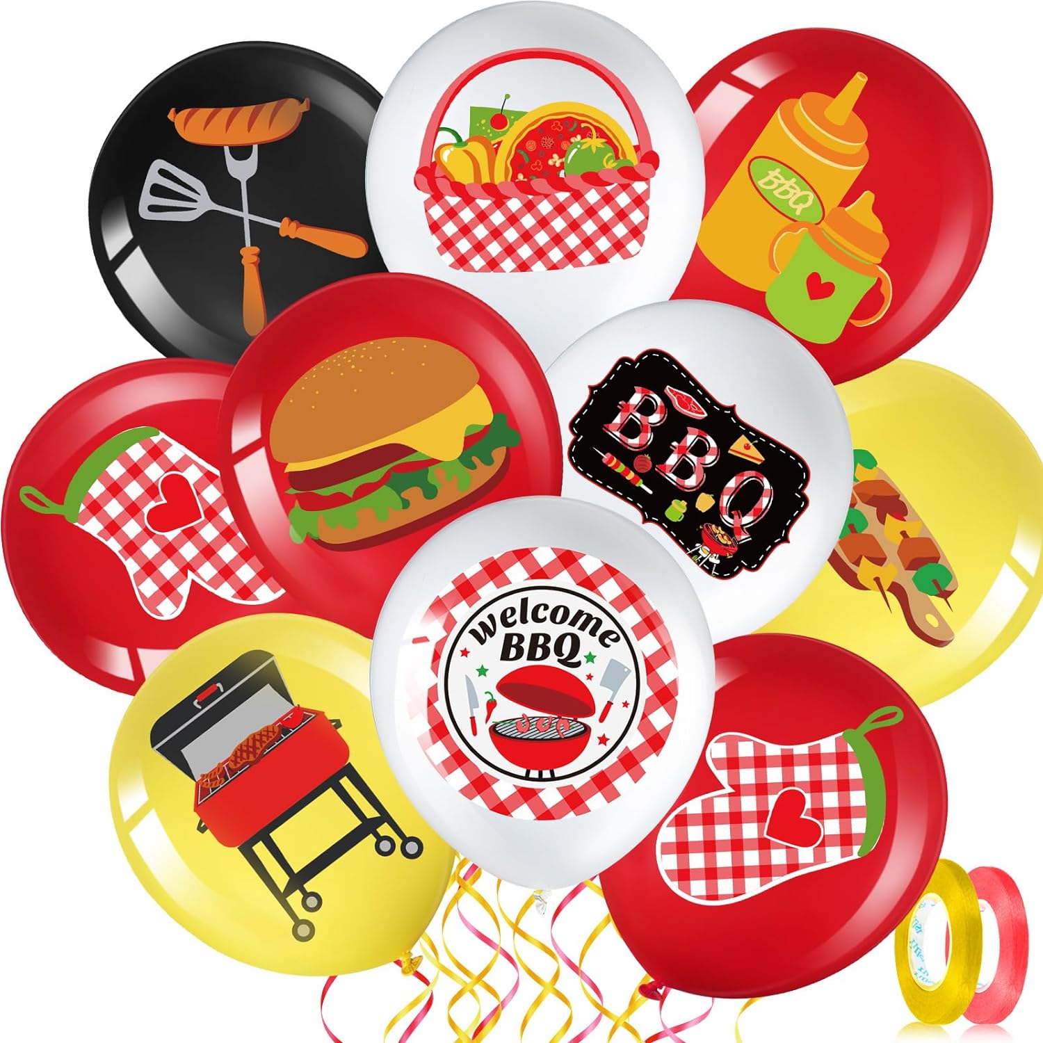 LUU-63 Pcs BBQ Party Balloon Decorations BBQ Baby Shower Balloons ...